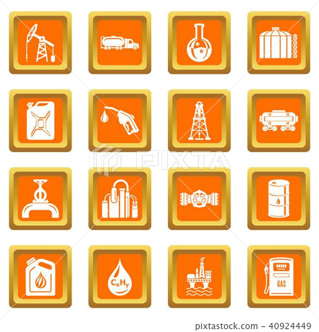 Oil industry icons set orange square vector - Stock Illustration ...