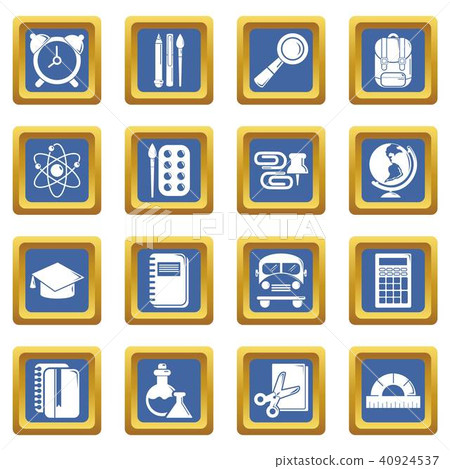 School education icons set blue square vector - Stock Illustration ...