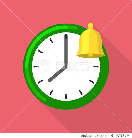 Bell clock icon, flat style - Stock Illustration [40925279] - PIXTA