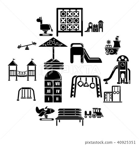 Playground equipment icons set, simple style - Stock Illustration ...