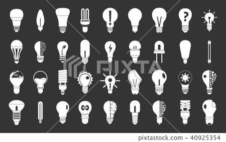 Bulb icon set grey vector - Stock Illustration [40925354] - PIXTA