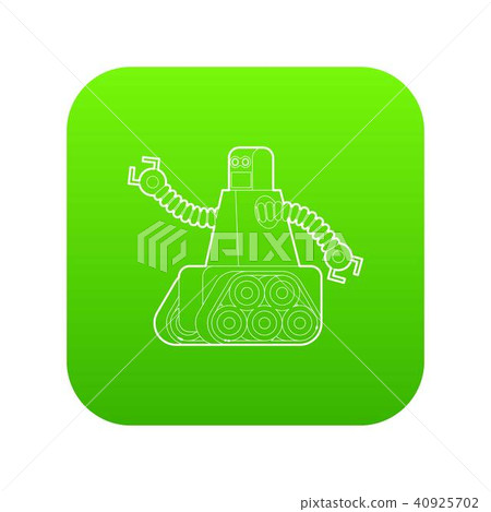 Robot with caterpillar track icon green vector - Stock Illustration ...
