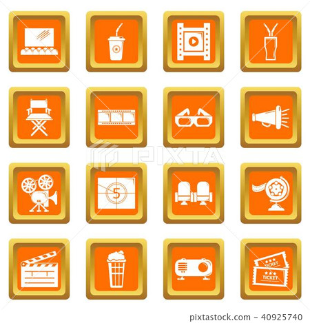 Cinema icons set orange square vector - Stock Illustration [40925740 ...