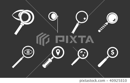 Magnifying glass icon set grey vector - Stock Illustration [40925810 ...