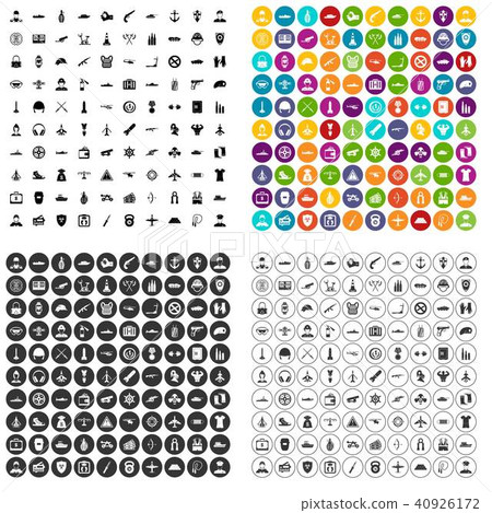100 military service icons set vector variant - Stock Illustration ...