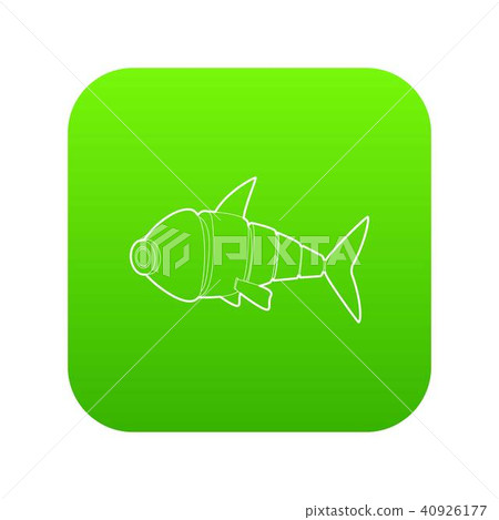 Robot fish icon green vector - Stock Illustration [40926177] - PIXTA