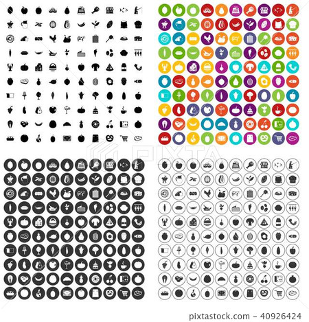 100 natural products icons set vector variant - Stock Illustration ...