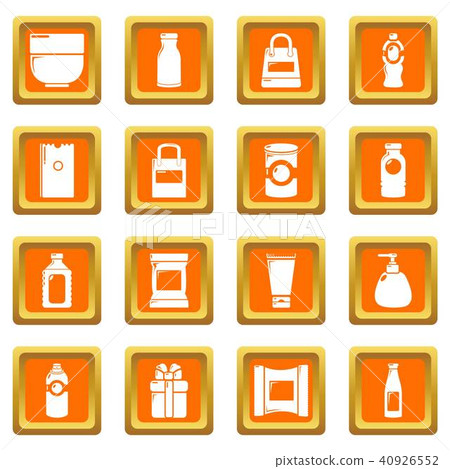 Packagiong store shop icons set orange square... - Stock Illustration ...