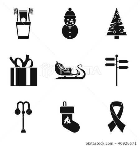 Winter festival icons set, simple style - Stock Illustration [40926571 ...