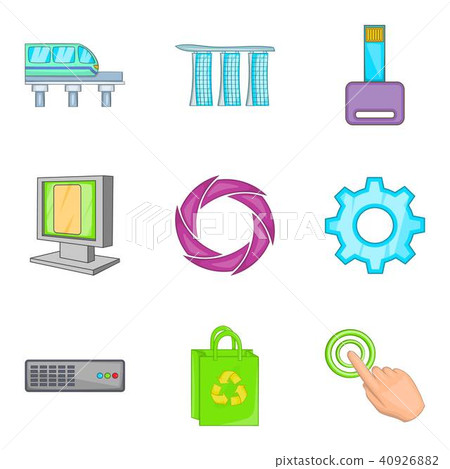 Cordless portable icons set, cartoon style - Stock Illustration ...
