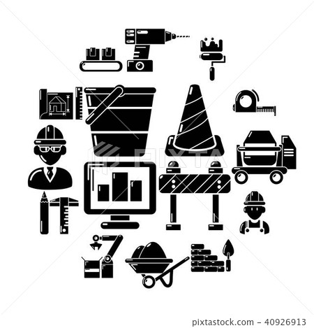 Building process icons set, simple style - Stock Illustration [40926913 ...