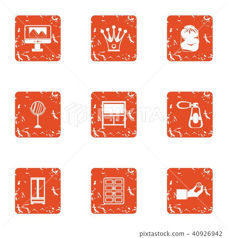 Working nook icons set, grunge style - Stock Illustration [40926942 ...