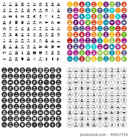 100 people icons set vector variant - Stock Illustration [40927256] - PIXTA