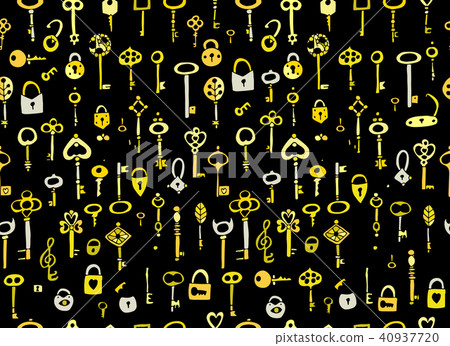 Keys collection, seamless pattern for your design - Stock Illustration ...