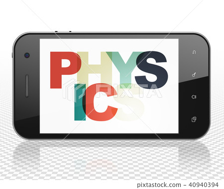 Learning concept: Smartphone with Physics on ... - Stock Illustration ...