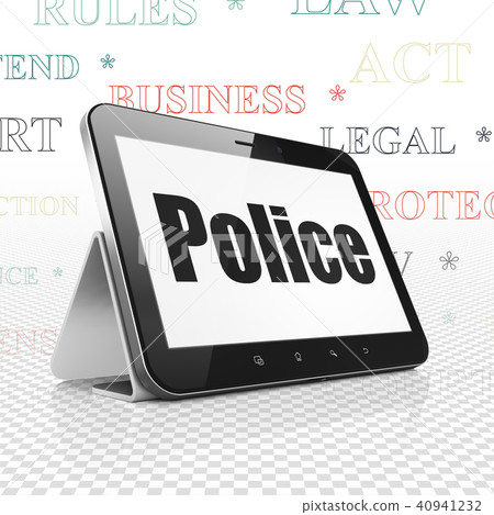 Law concept: Tablet Computer with Police on... - Stock Illustration ...