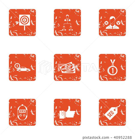 Cash upgrade icons set, grunge style - Stock Illustration [40952288 ...