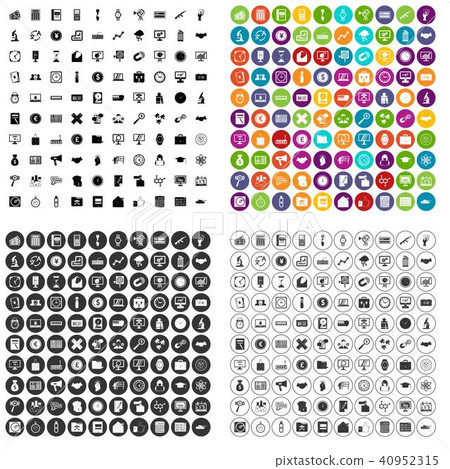 100 problem solving icons set vector variant - Stock Illustration ...