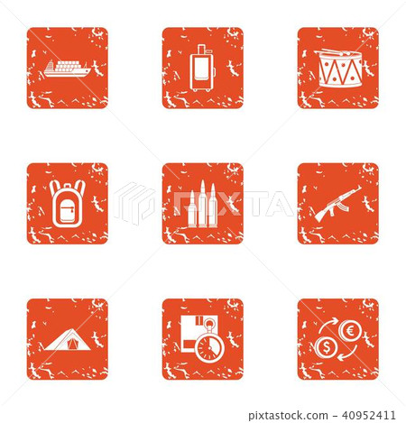 Business undertaking icons set, grunge style - Stock Illustration ...