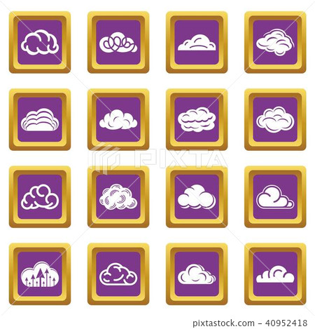 Cloud icons set purple square vector - Stock Illustration [40952418 ...