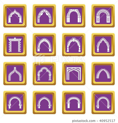 Arch types icons set purple square vector - Stock Illustration ...