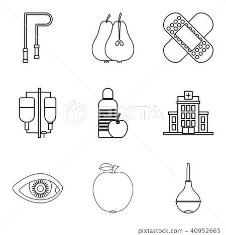 Girl health icons set, outline style - Stock Illustration [40952665 ...