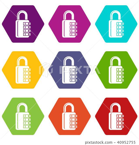 Combination lock icons set 9 vector - Stock Illustration [40952755] - PIXTA
