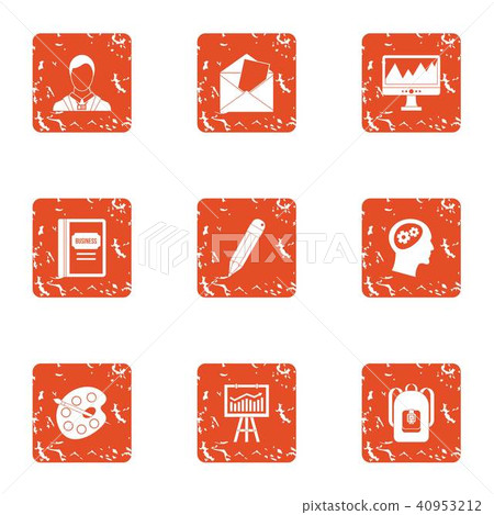 Paint job icons set, grunge style - Stock Illustration [40953212] - PIXTA