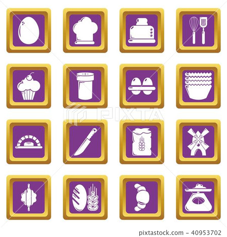 Bakery icons set purple square vector - Stock Illustration [40953702 ...