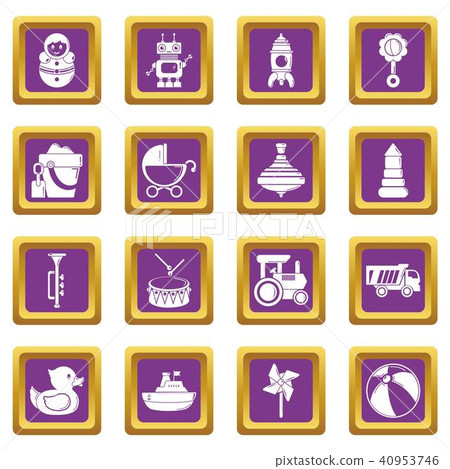 Kids toys icons set purple square vector - Stock Illustration [40953746 ...