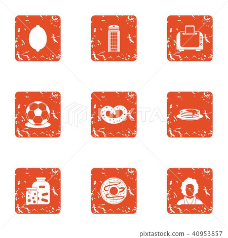 Office entertainment icons set, grunge style - Stock Illustration ...