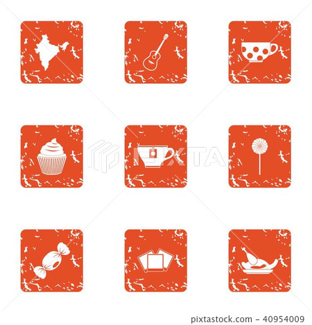 Broth icons set, grunge style - Stock Illustration [40954009] - PIXTA