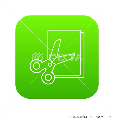 Scissors paper icon green vector - Stock Illustration [40954082] - PIXTA