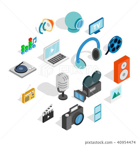 Media icons set, isometric 3d style - Stock Illustration [40954474] - PIXTA