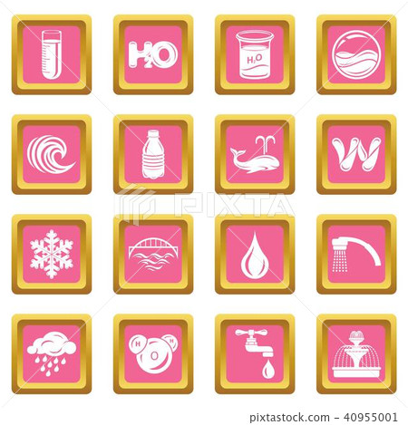 Water icons set pink square vector - Stock Illustration [40955001] - PIXTA