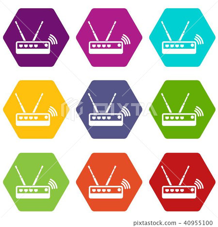Router icons set 9 vector - Stock Illustration [40955100] - PIXTA