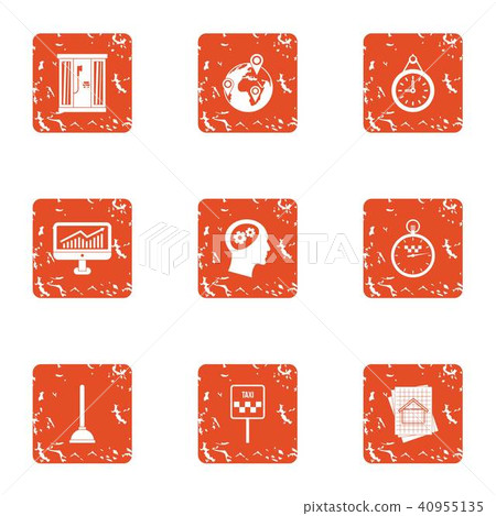 Business wandering icons set, grunge style - Stock Illustration ...
