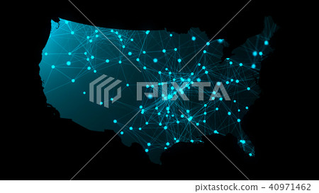 USA map with many network connections, 3d... - Stock Illustration ...