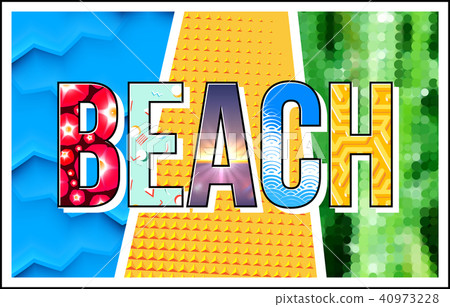 Beach lettering with summer vacation theme... - Stock Illustration ...
