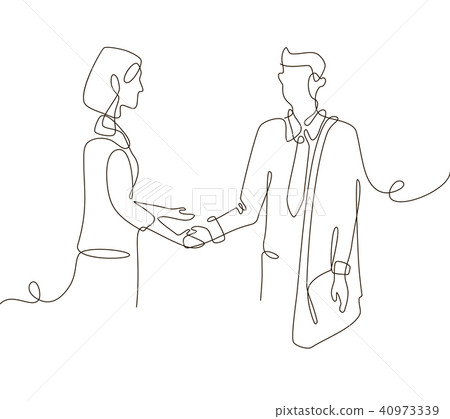 Business agreement - one line design style... - Stock Illustration ...