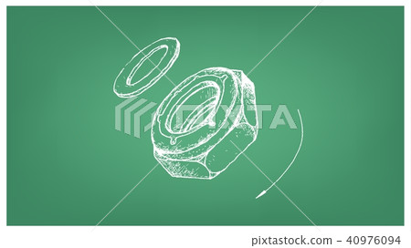 Sketch of Nylon Insert Lock Nut on Blueprint - Stock Illustration ...