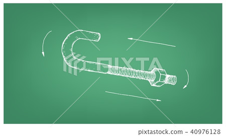 Sketch of J Bolt or Anchor Bolt on Blueprint - Stock Illustration ...
