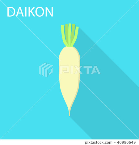 Daikon icon, flat style - Stock Illustration [40980649] - PIXTA