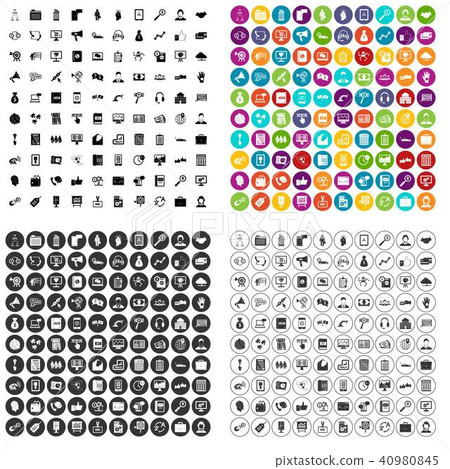 100 business activity icons set vector variant - Stock Illustration ...