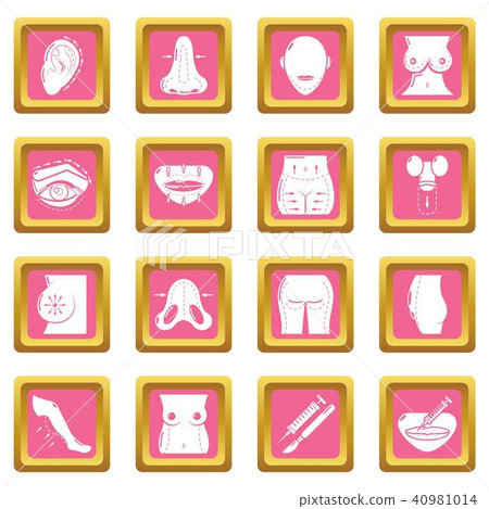 Body parts icons set pink square vector - Stock Illustration [40981014 ...