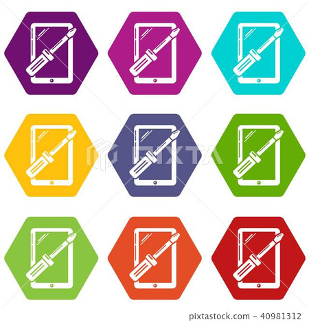Tablet repair icons set 9 vector - Stock Illustration [40981312] - PIXTA
