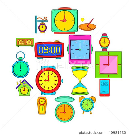 Time and Clock icons set, pop-art style - Stock Illustration [40981380 ...