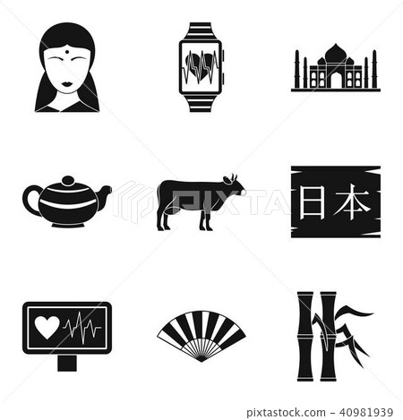 Asian teaching icons set, simple style - Stock Illustration [40981939 ...