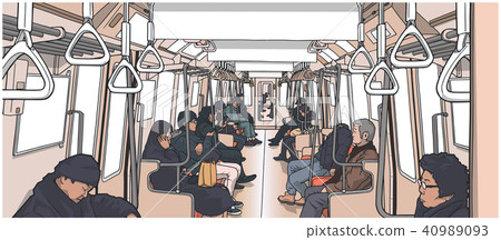 Illustration of people commuting in metro subway - Stock Illustration ...