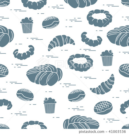 Pattern of different bakery products (bun, - Stock Illustration ...